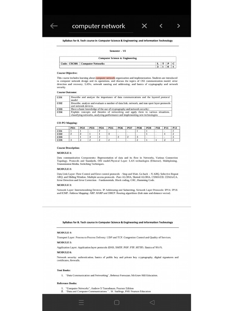 Computer Network Syllabus 05-09-2024 16.18 | PDF