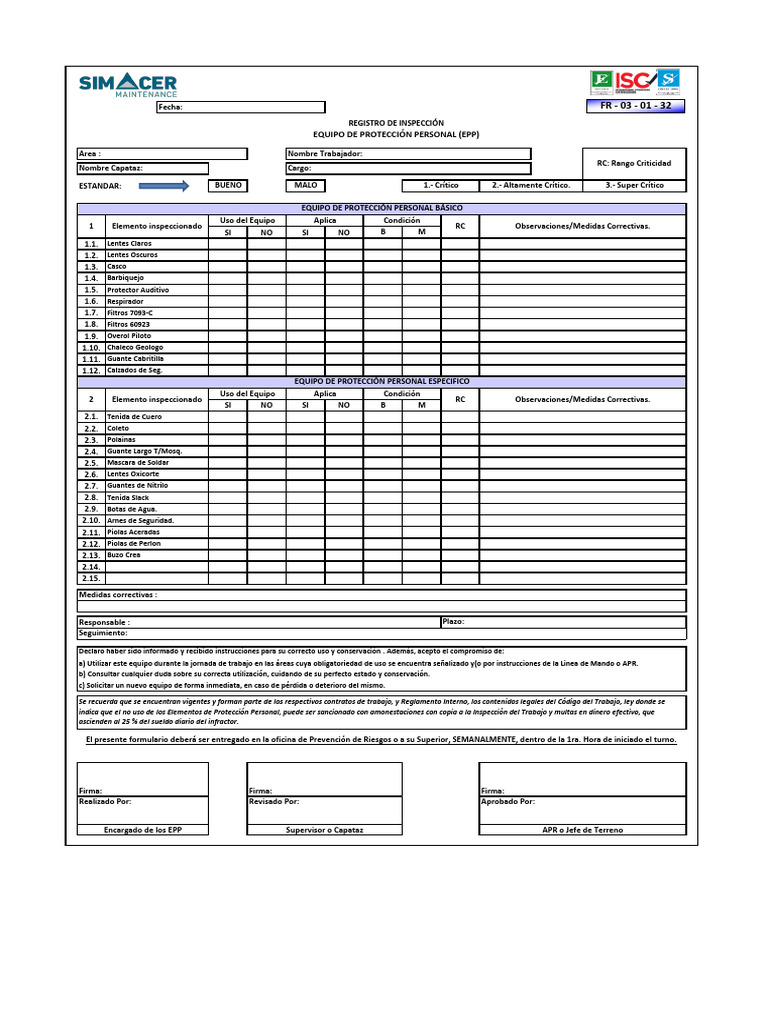 Copia de Check list (EPP) | PDF