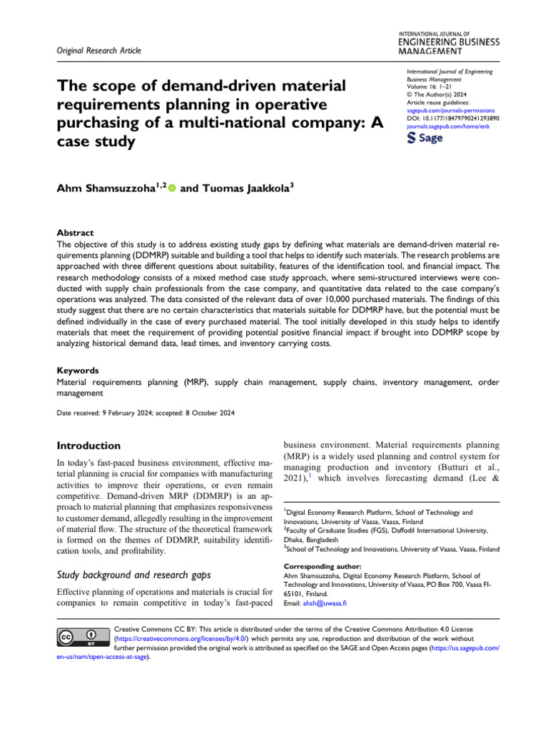 The Scope of Demand-Driven Material Requirements P | PDF | Methodology ...