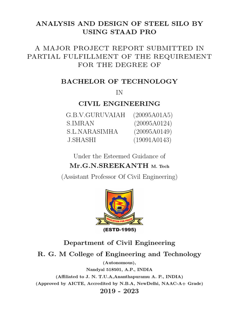 2022-23-Ce-Analysis and Design of Steel Silo by Using Staad Pro - 4 | PDF