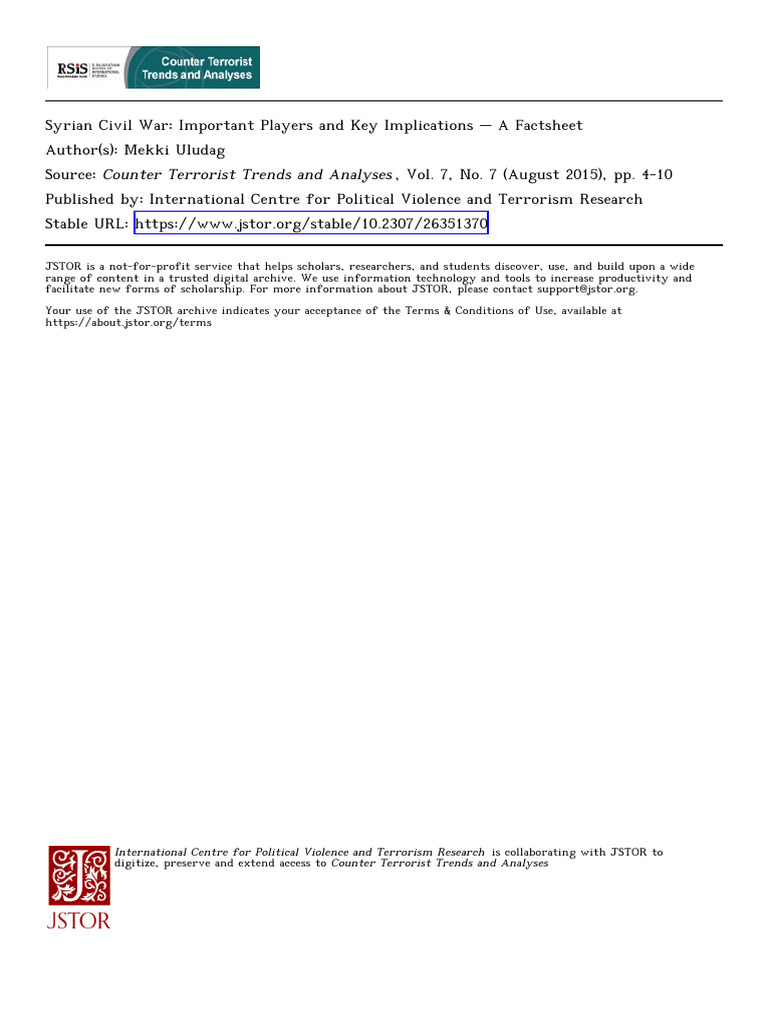 Uludag SyrianCivilWar 2015 | PDF | Syrian Civil War | Bashar Al Assad