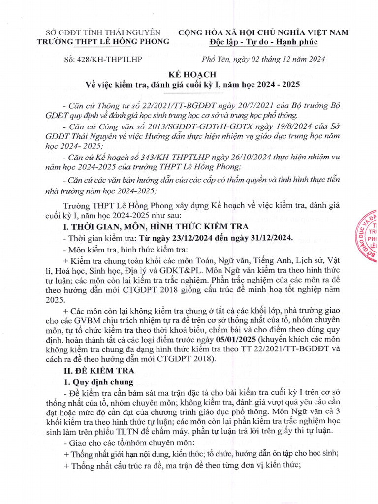 Ke-hoach-kiem-tra-danh-gia-cuoi-ky-I-nam-hoc-24_25 | PDF