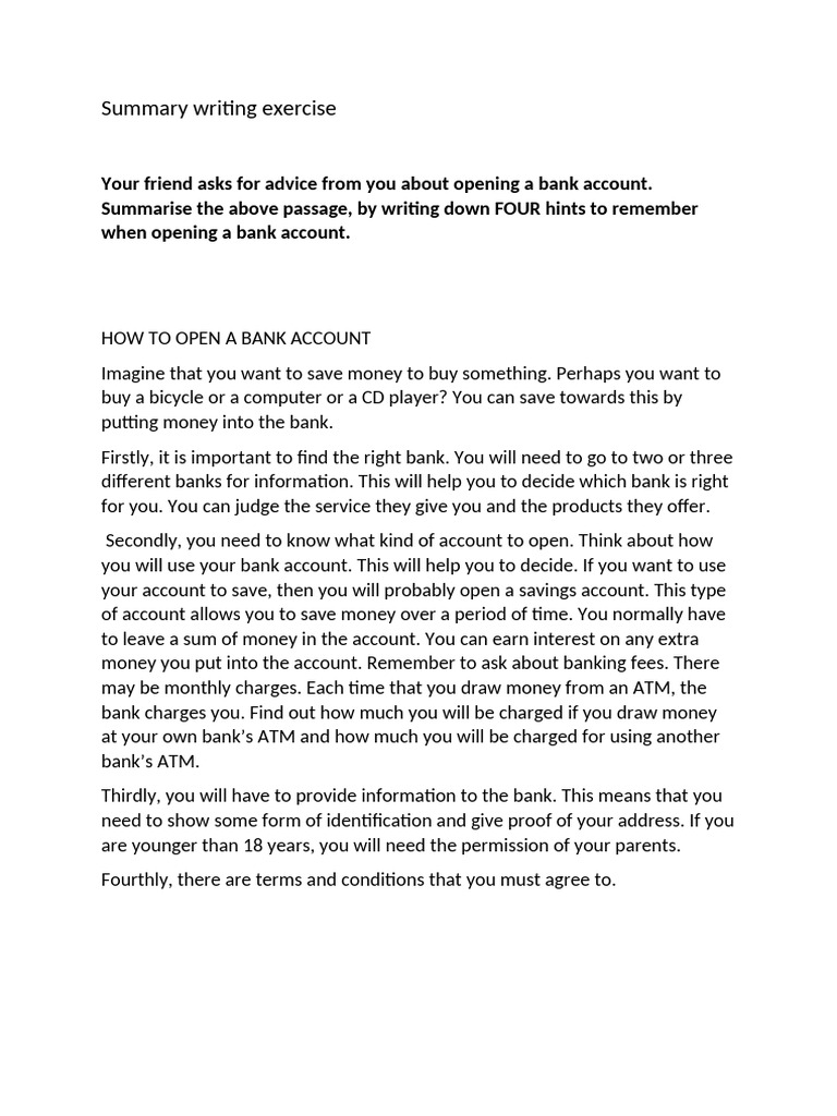 Summary Writing Task | PDF