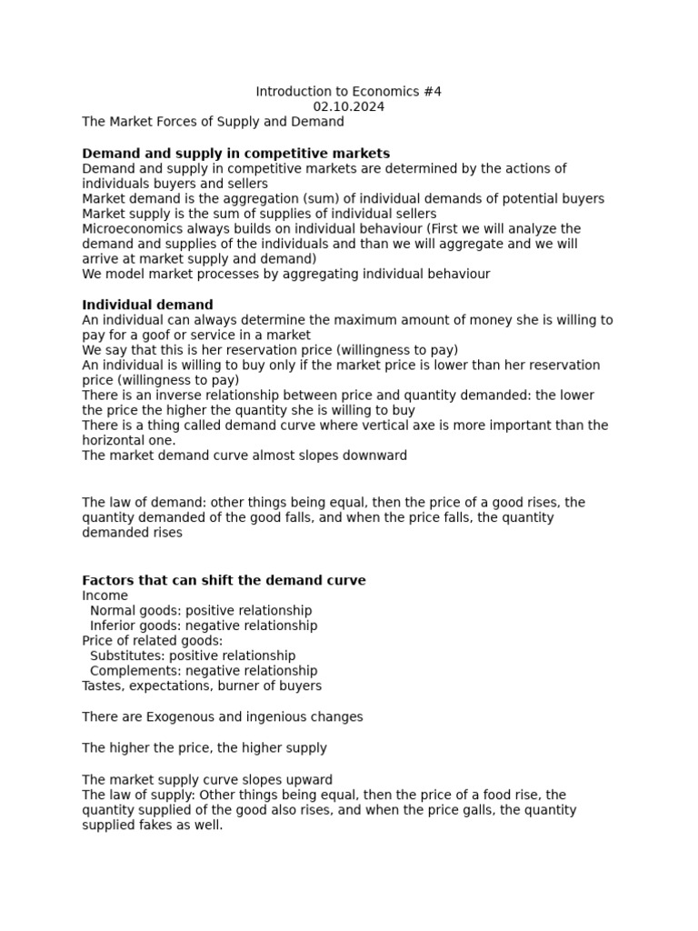 Intro to Economics 4 | PDF | Demand | Economic Equilibrium