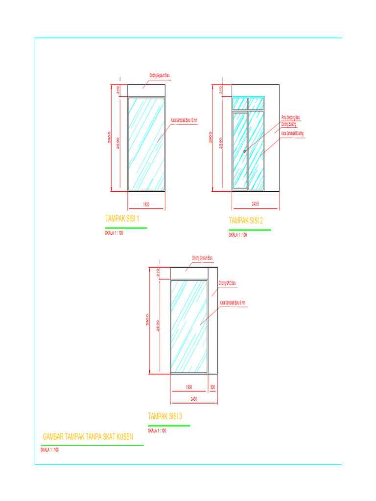 GAMBAR PARTISI KACA SENTUL TANPA SKAT REV 1 | PDF
