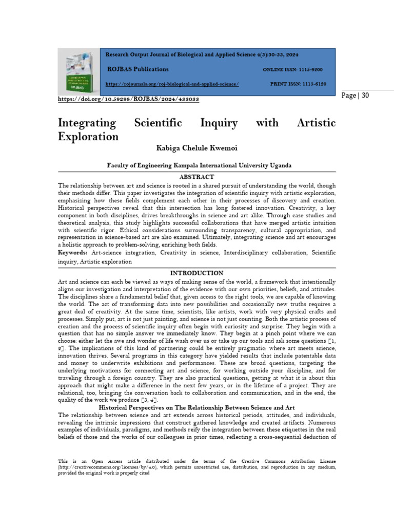 Integrating Scientific Inquiry With Artistic Exploration | PDF ...