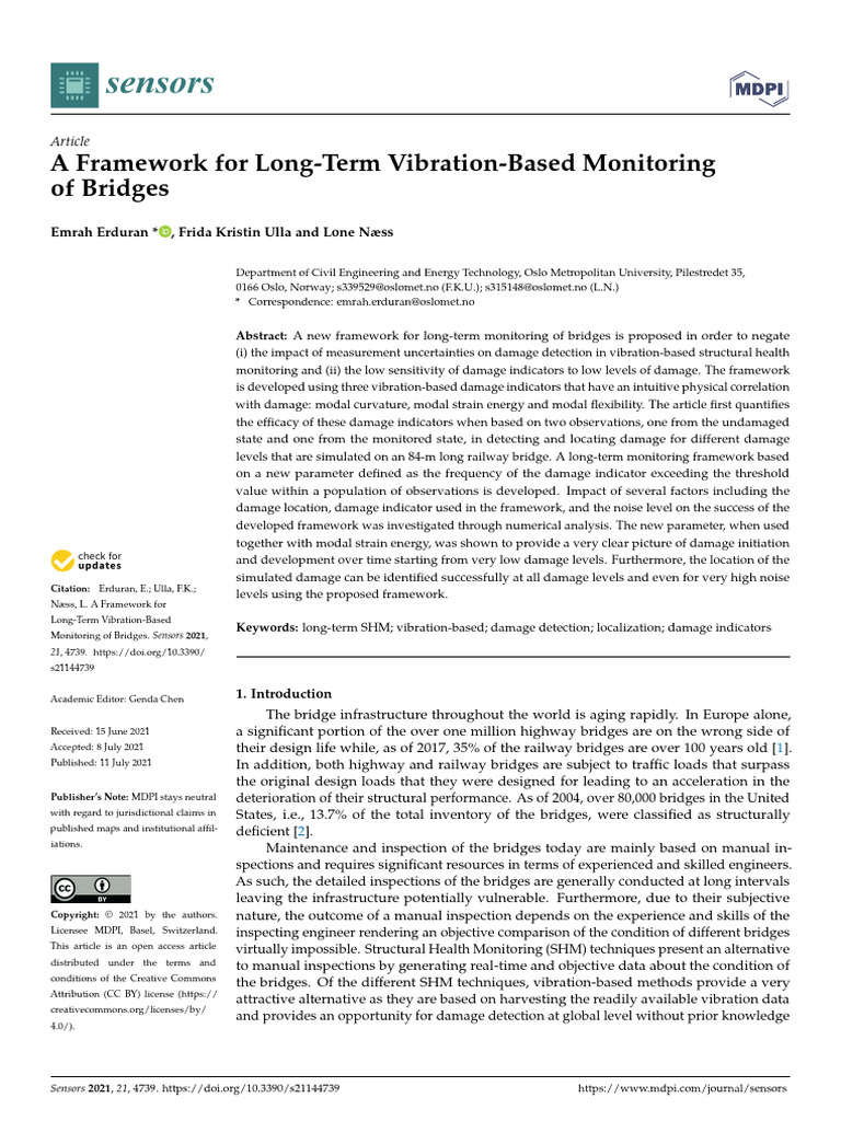 A Framework For Long-Term Vibration-Based Monitoring | PDF | Bending ...