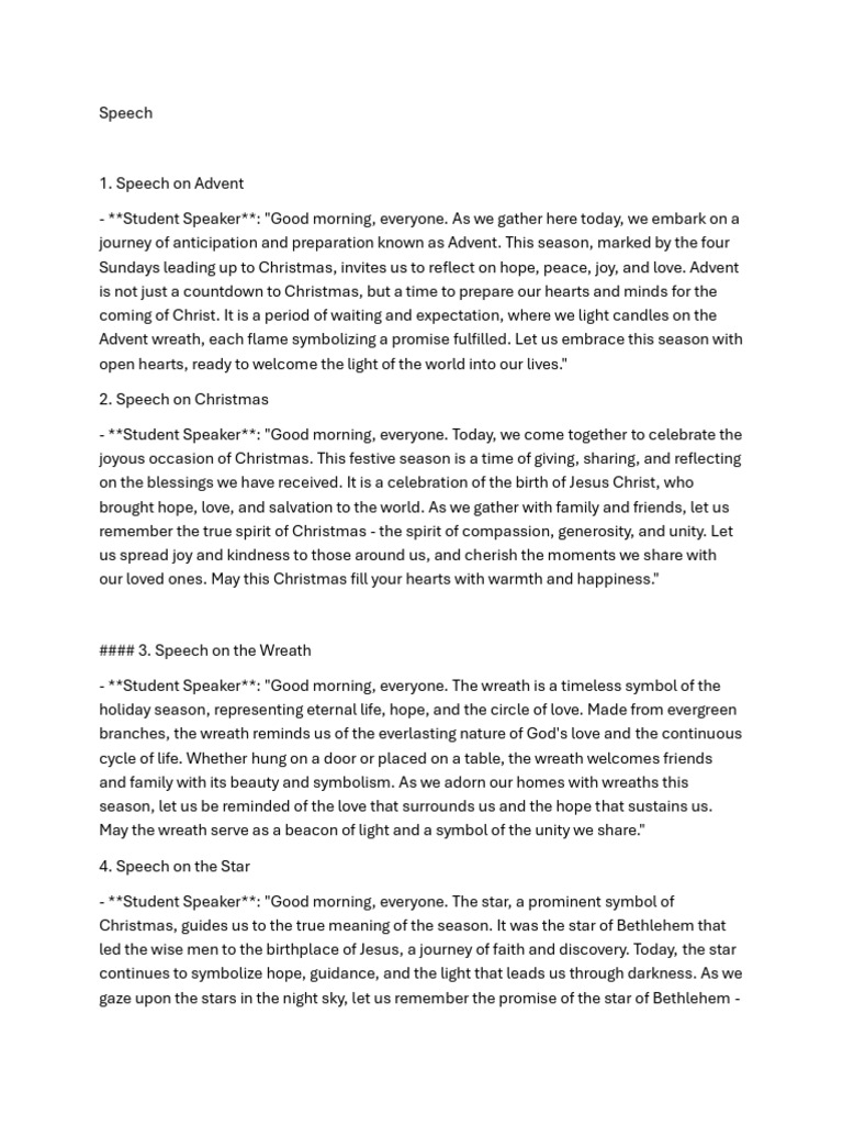 Christmas Speech | PDF | Advent | Wreath