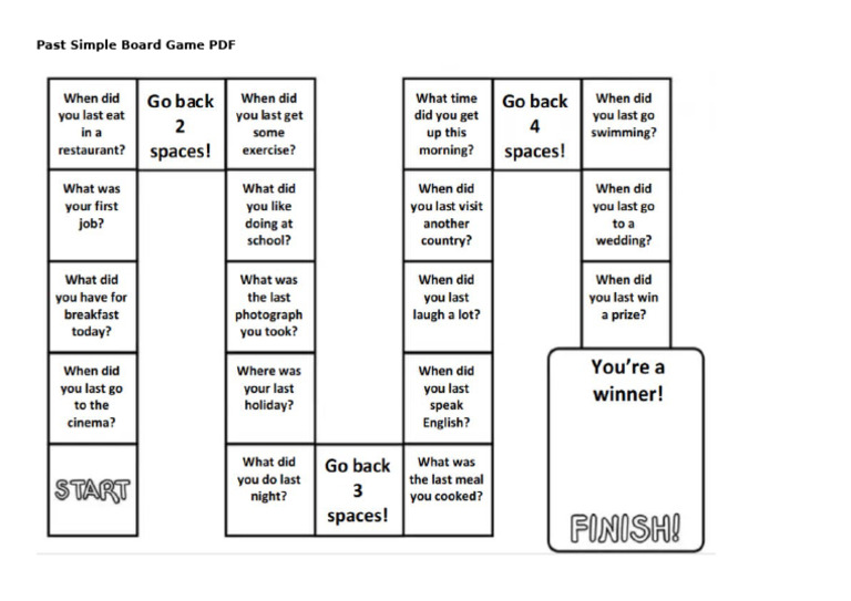 Past Simple Board Game PDF | PDF