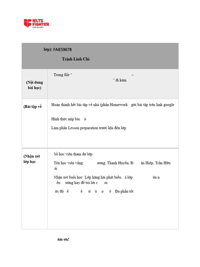 (IE) - LESSON REPORT - Lesson Speaking - Review Wh-Questions Techniques ...