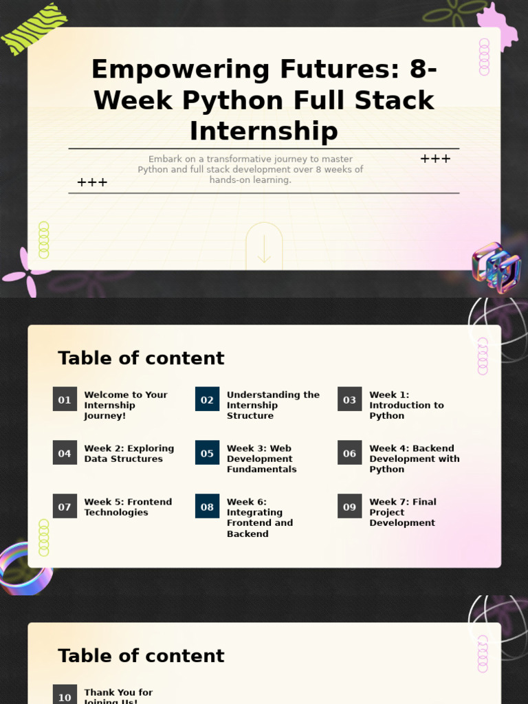 8-Week Python Full Stack Internship | PDF | World Wide Web | Internet & Web