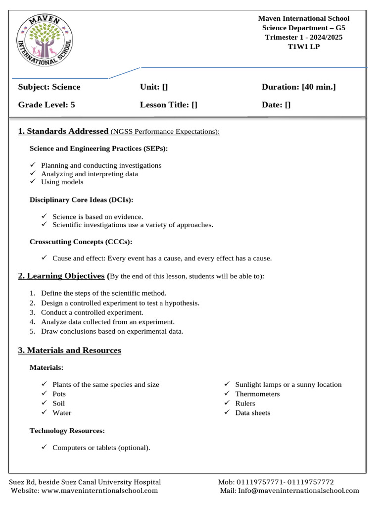 G5 W2 Science Tue 24-9-2024 LP | PDF | Experiment | Hypothesis