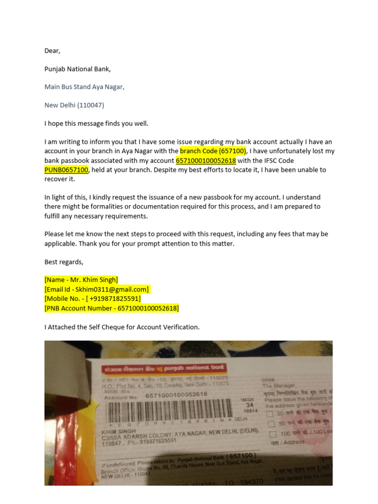 Request Mail For Paasbook Issue | PDF