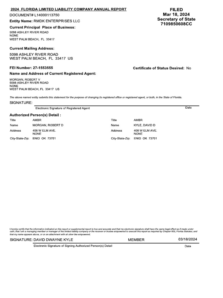 2024 Florida Limited Liability Company Annual Report | PDF