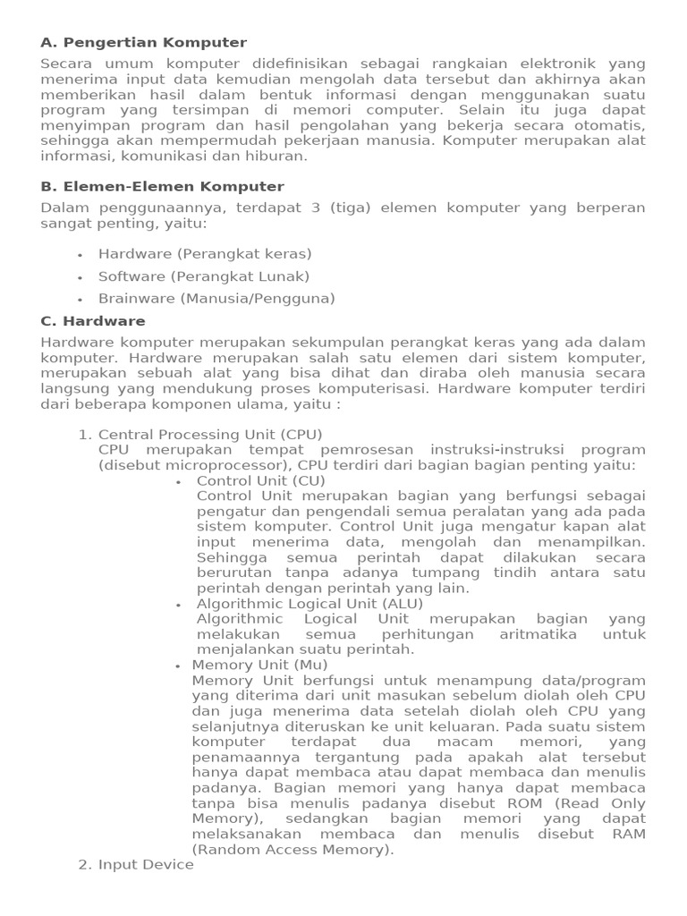 Materi SIMDIG (Pengertian Komputer) | PDF