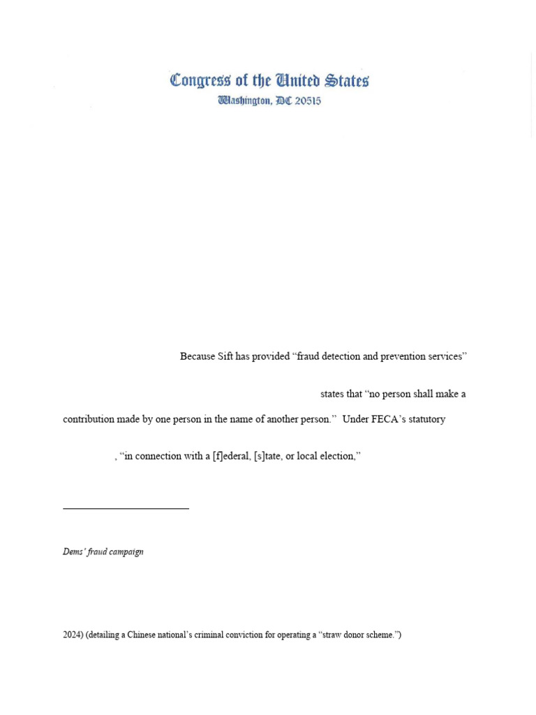 Bryan Steil and Jim Jordan Letter To Mr. Nagel | PDF | Fraud | Campaign Finance