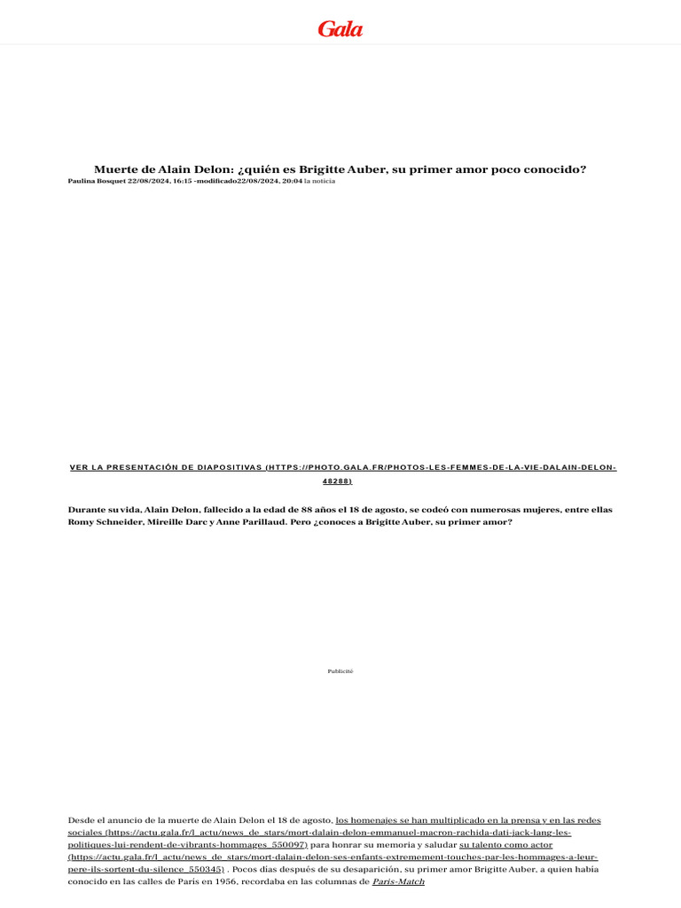 Muerte de Alain Delon_ ¿quién es Brigitte Auber, su primer amor poco ...