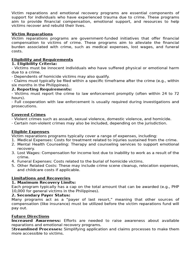 victim-reparations | PDF | Crimes | Crime & Violence