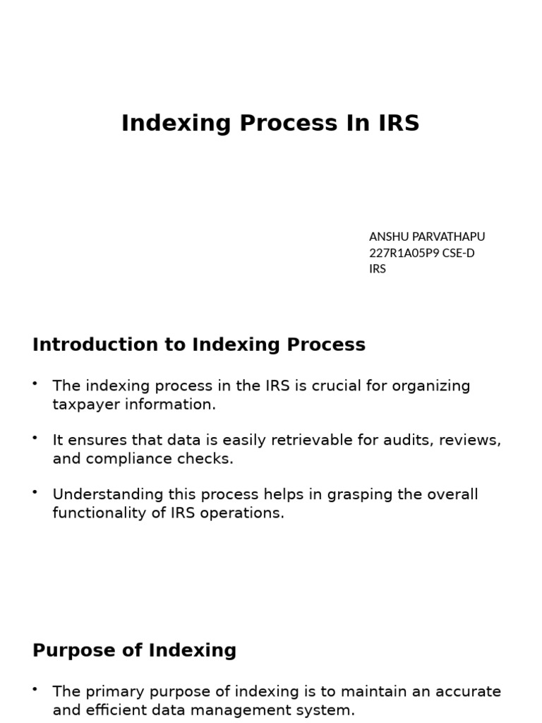 IRS Indexing Process Explained | PDF | Internal Revenue Service ...