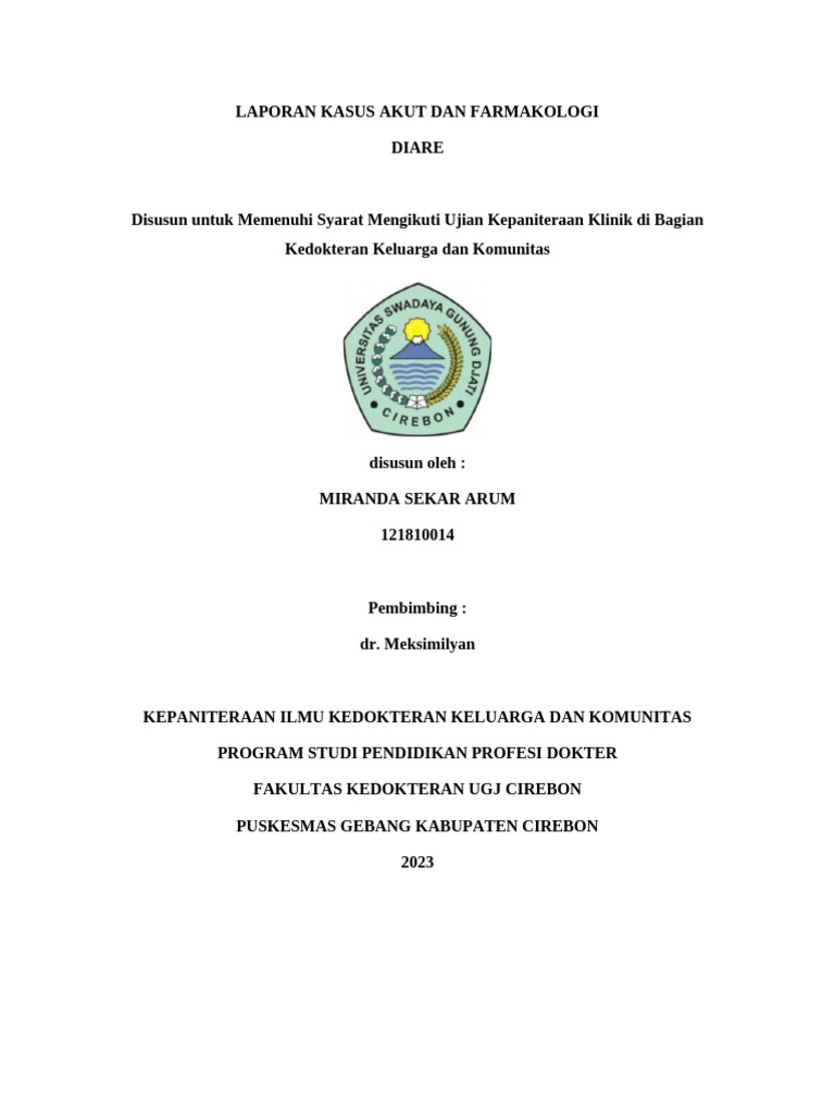 Edit - Miranda - Laporan Kasus dan Farmakologi - akut - diare-1 | PDF