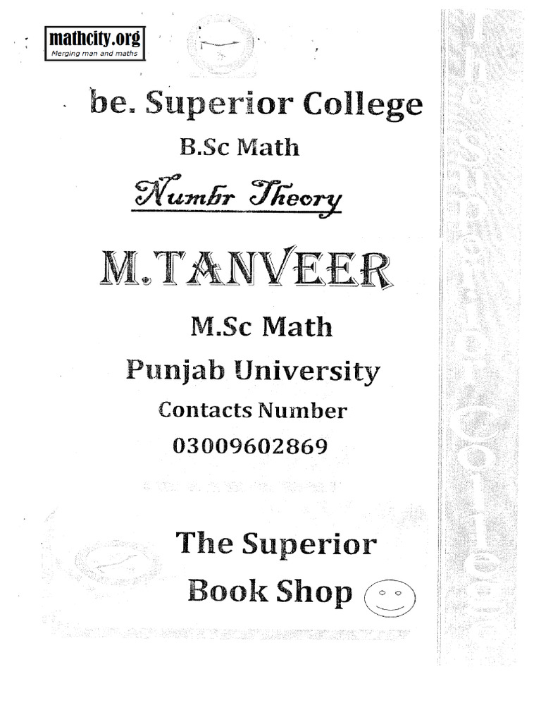 Number Theory Bsc Prof m Tanveer | PDF