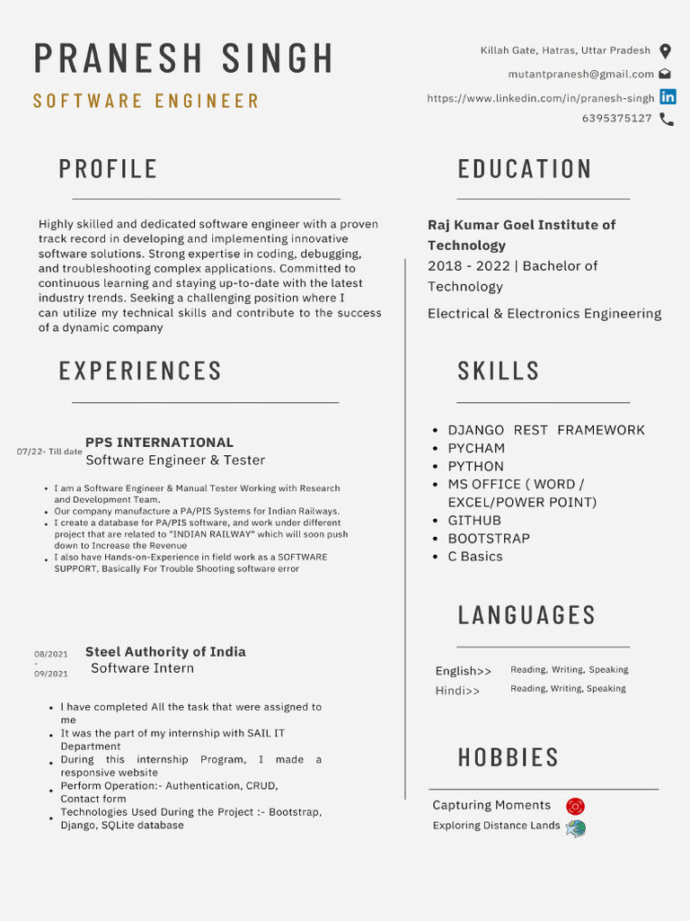 Pranesh Resume | PDF
