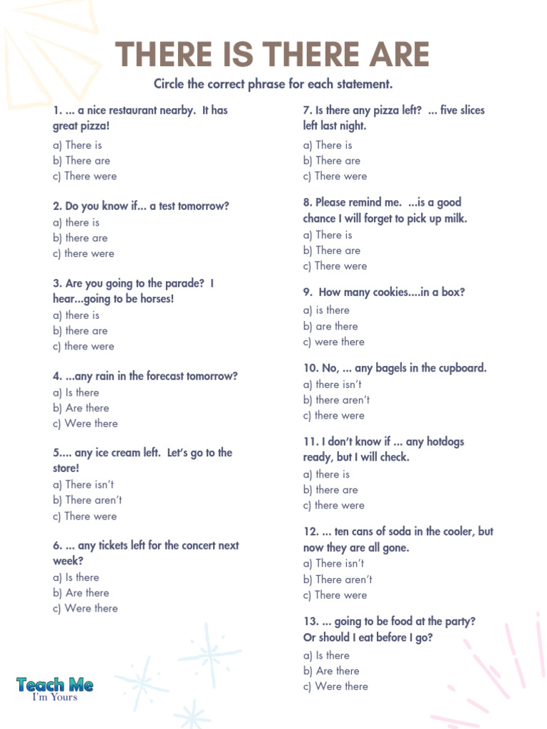 There Is There Are Worksheets Teach Me Im Yours | PDF