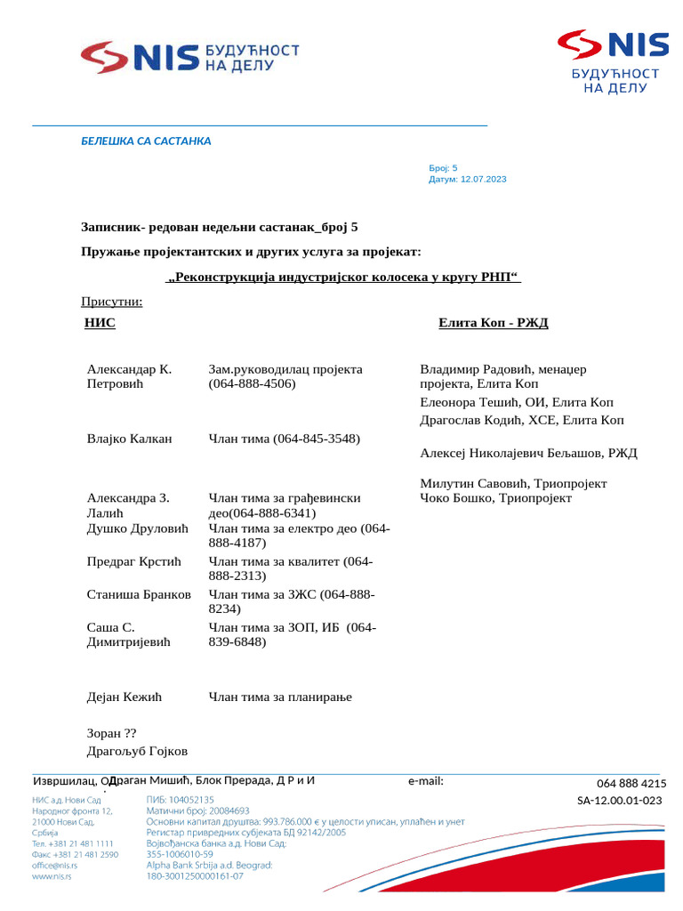 5 - Ja Zapisnik - Elita RŽD - Redovan Nedeljni 120723 | PDF