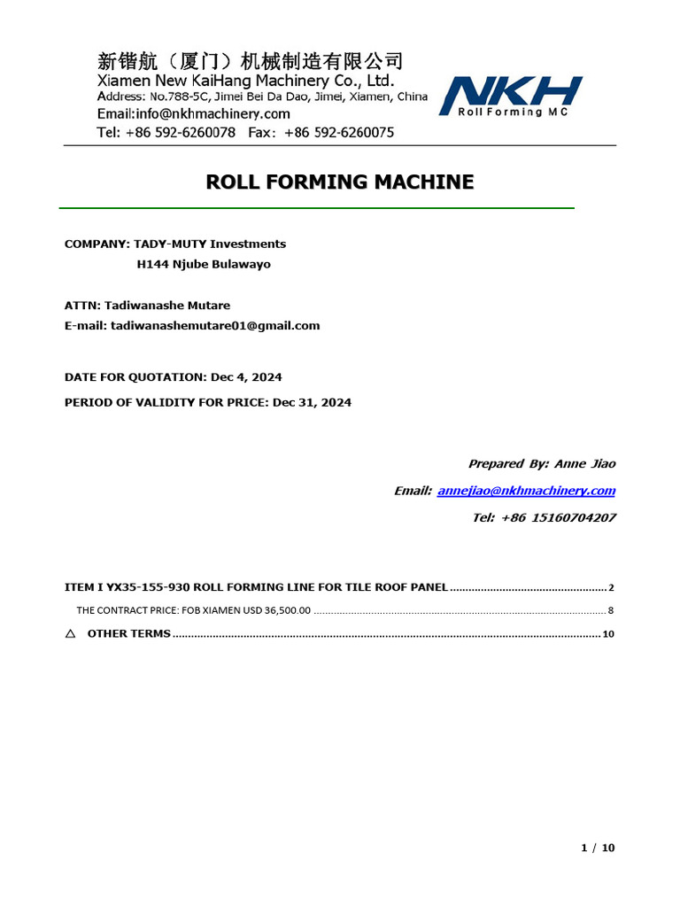 NW24 YX35-155-930 Tile Roof RFM, Zimbabwe | PDF | Mechanical ...