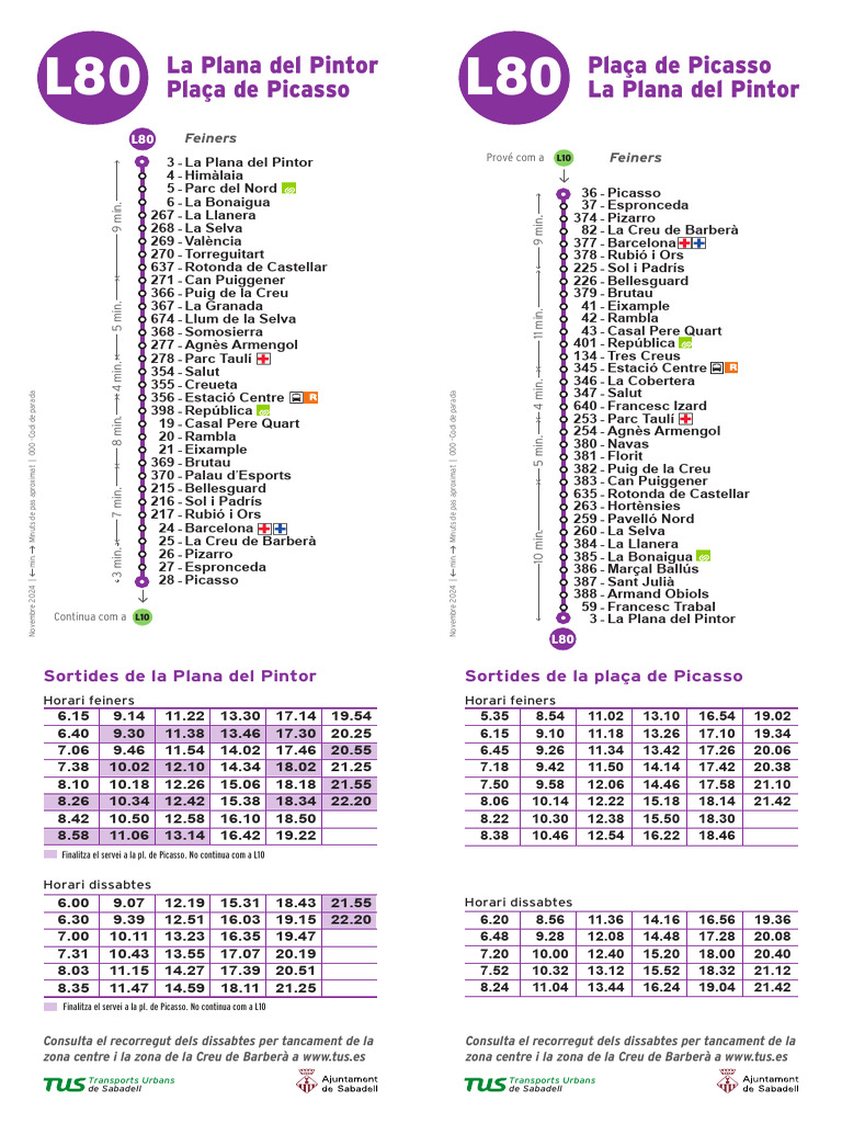 L80 Horarios | PDF