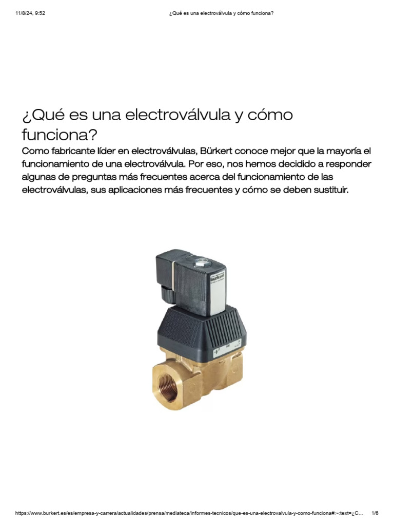 Funcionamiento de la electroválvula | PDF | Válvula | Ingeniería mecánica