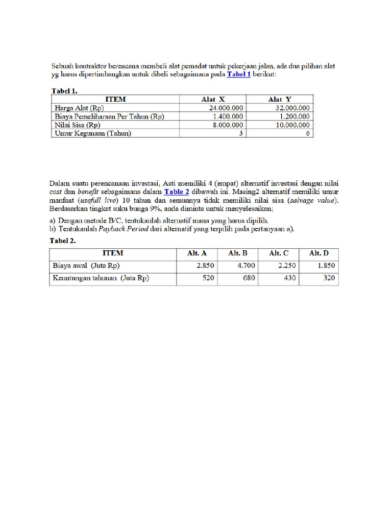 Latihan Soal Metode Analisis Investasi RPL (1) | PDF