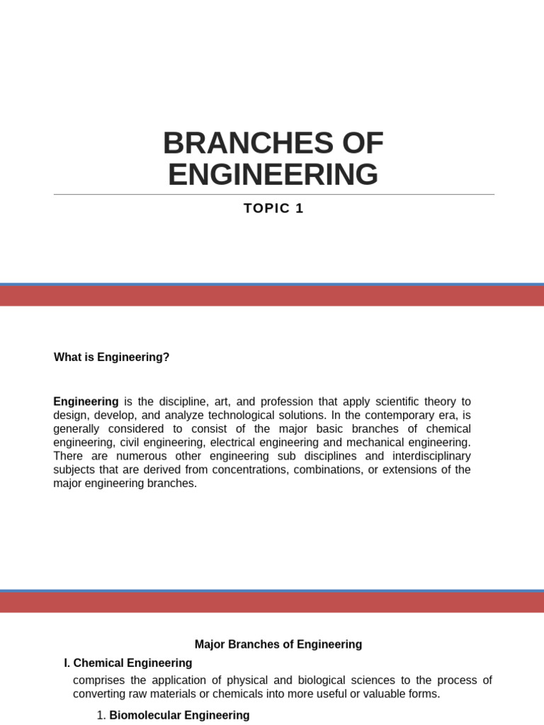 Major Branches of Engineering Explained | PDF | Engineering | Civil ...