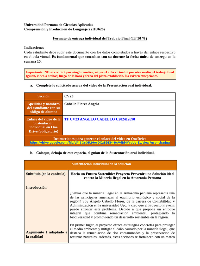 Trabajo Final Angelo | PDF | Entorno natural