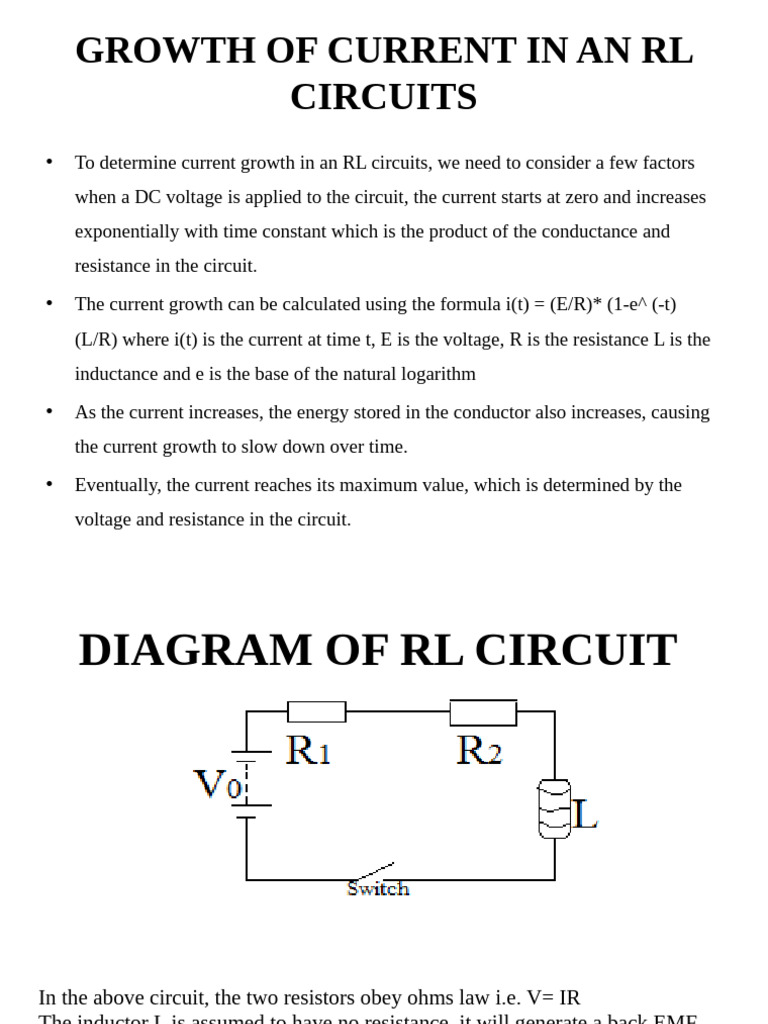 GROWTH OF CURRENT IN AN RL CIRCUITS | PDF