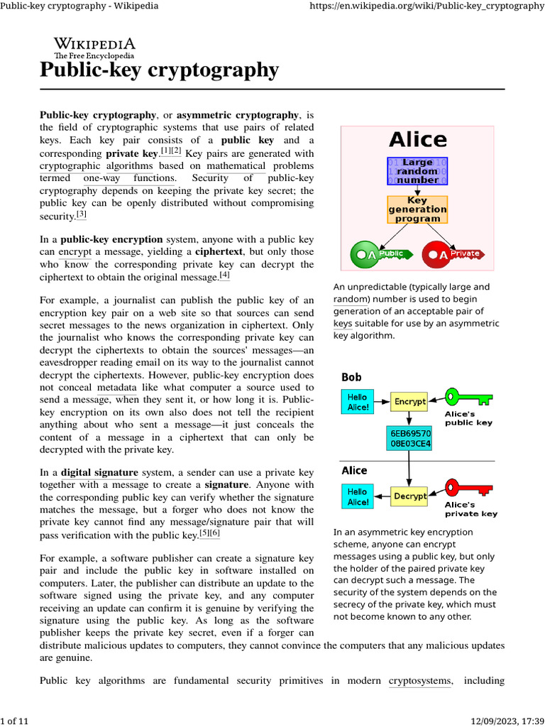 Public-Key Cryptography - Wikipedia | PDF | Public Key Cryptography | Key (Cryptography)