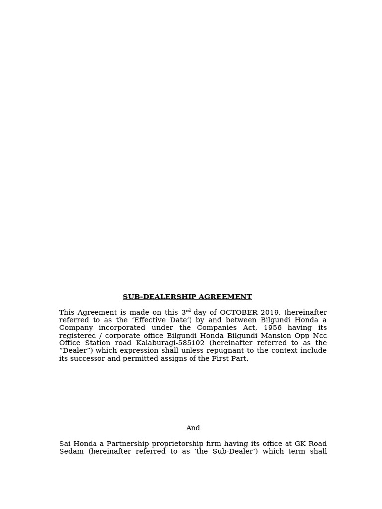Master Sub Dealer Agreement - Revised-2018 123 | PDF | Car Dealership ...