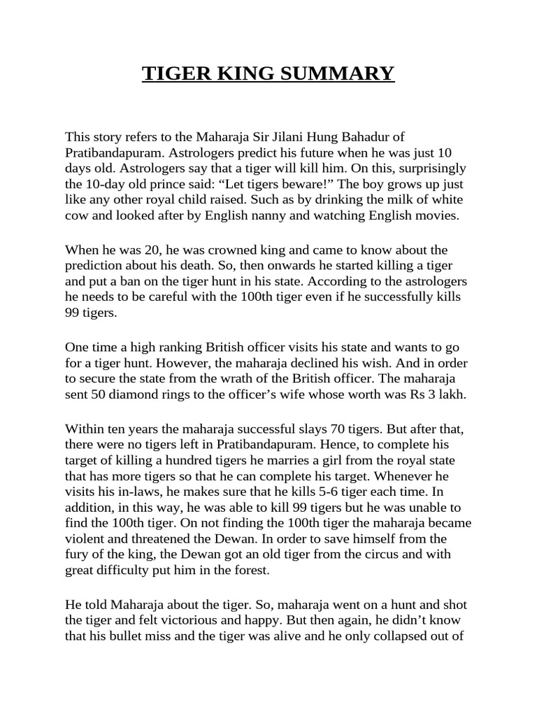 TIGER KING SUMMARY | PDF