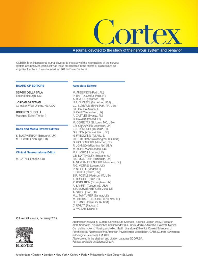 Editorial Board Title Page - 2012 - Cortex | PDF | Information Science | Bibliography