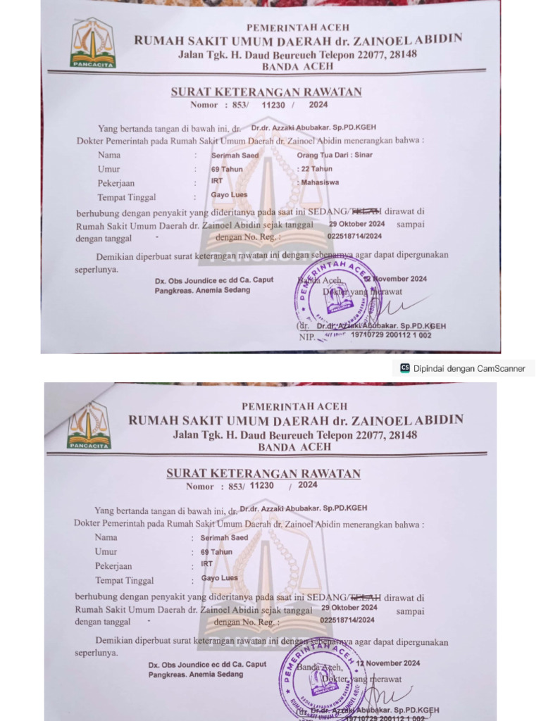 Surat Keterangan Rawatan | PDF