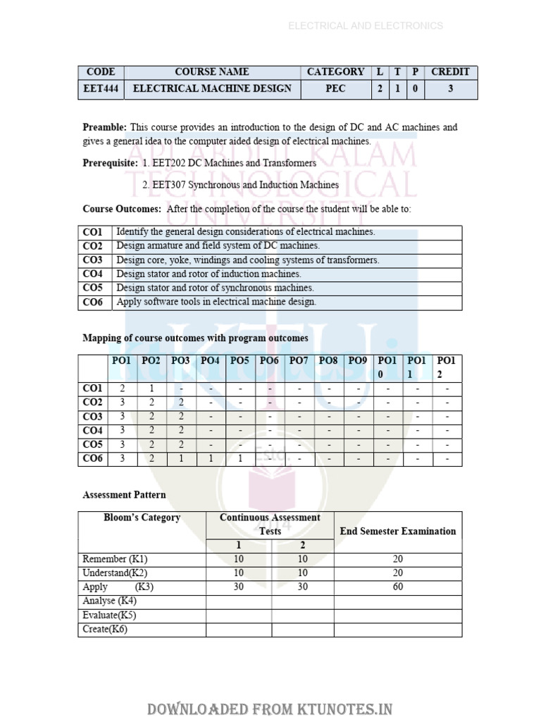 Electrical Machine Design Course Overview | PDF | Electric Motor ...