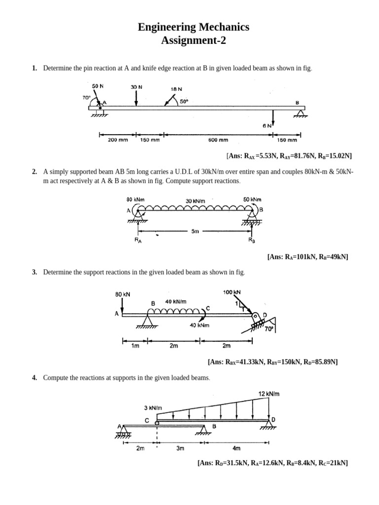 Assignment 2 Statically Determinate structure | PDF | Bending | Beam (Structure)