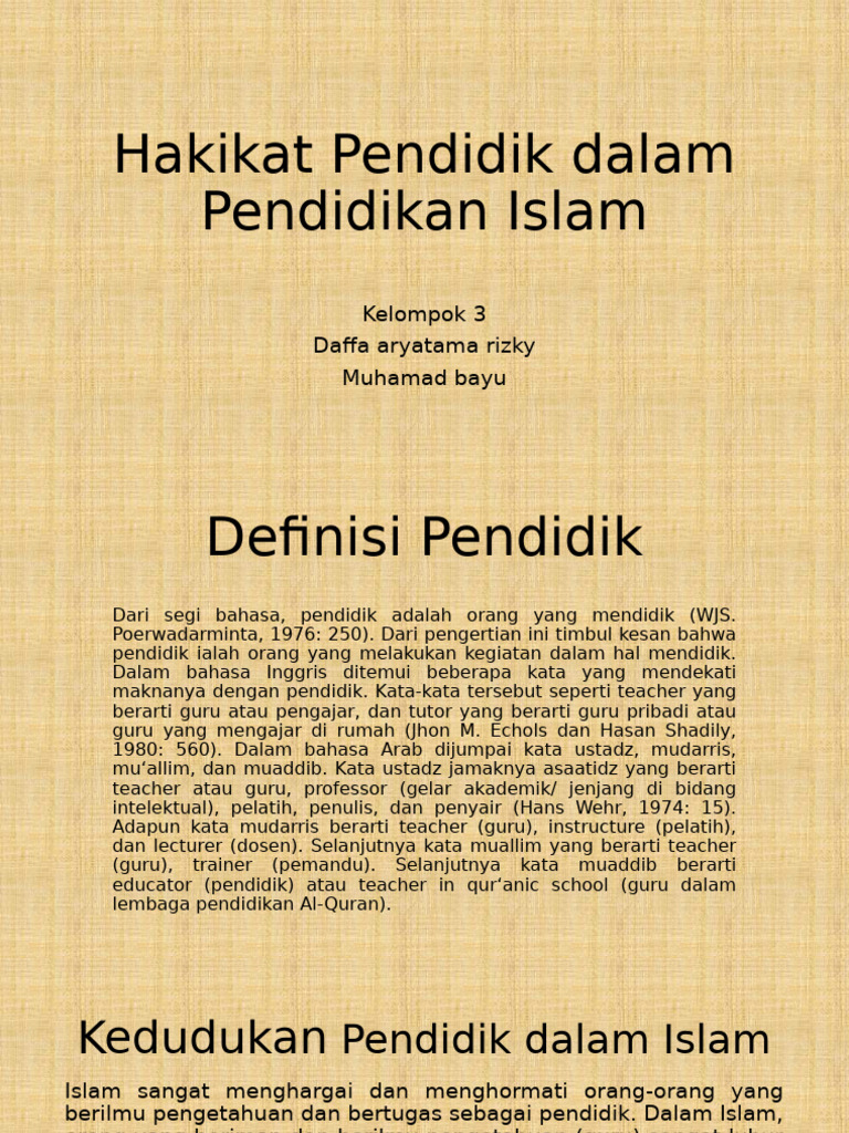 Hakikat Pendidik Dalam Pendidikan Islam | PDF