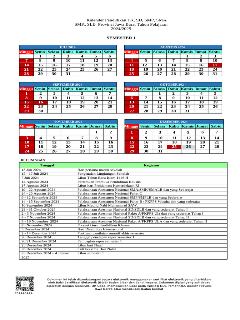 Surat PLH Kadisdik Jabar - Kalender Pendidikan 2024 2025 1 14062024 ...