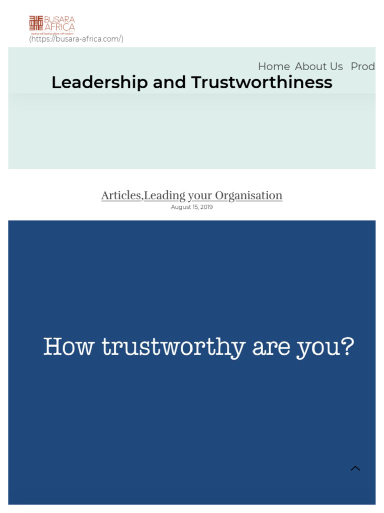 Leadership and Trustworthiness - Busara Africa | PDF