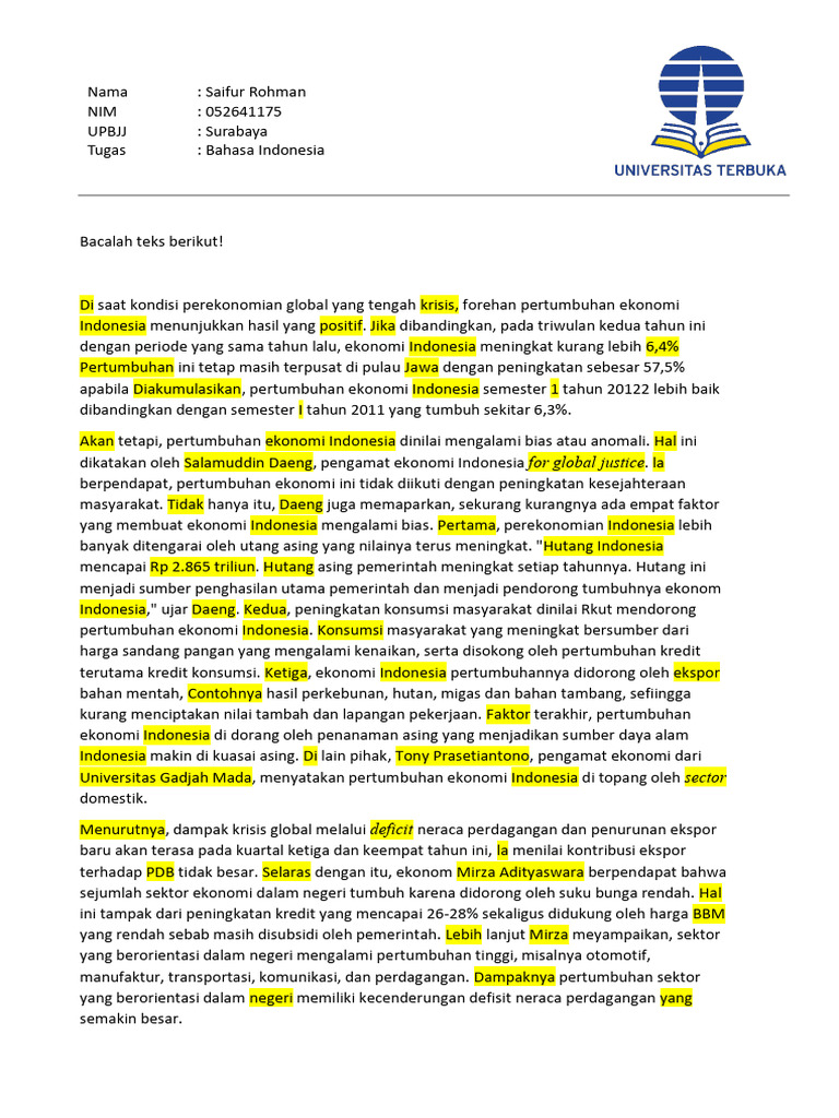 Tugas 3 - Bahasa Indonesia | PDF