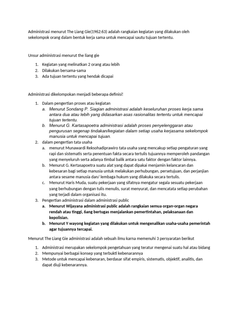 Administrasi Menurut The Liang Gie | PDF