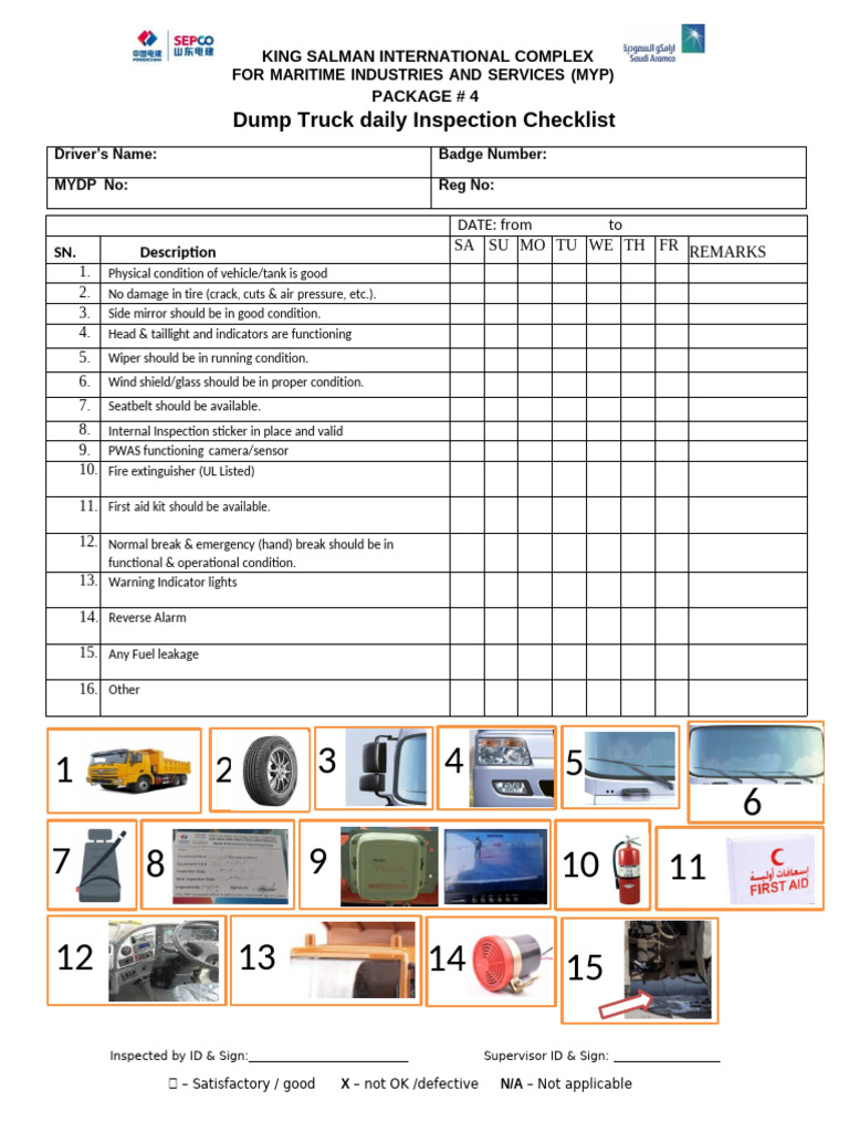 Dump Truck Daily Inspection Checklist | PDF