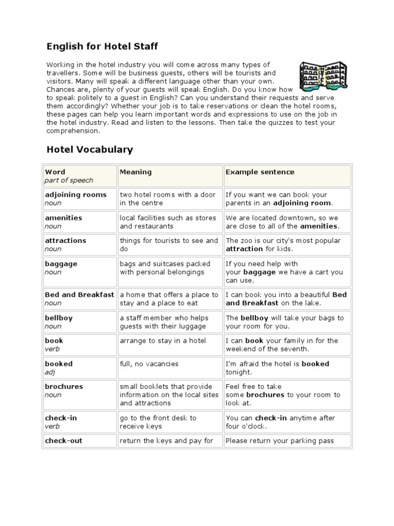 English For Hotel Staff | PDF | Hotel | Motel