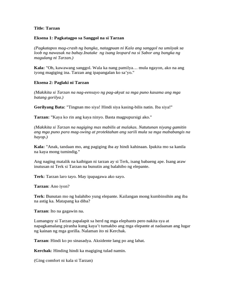 Tarzan Script | PDF
